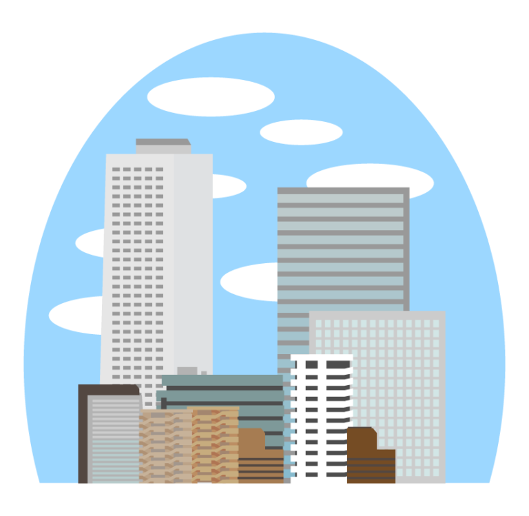高層ビルやマンションなどのビル群のイラスト | 無料のフリー素材 イラストエイト