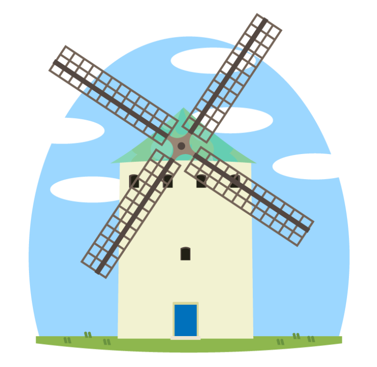青空と風車のイラスト | 無料のフリー素材 イラストエイト