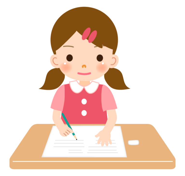 学校で勉強やテストをしている女の子のイラスト 無料のフリー素材 イラストエイト