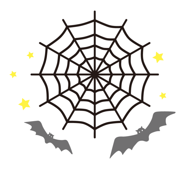蜘蛛の巣／コウモリ／ハロウィンのイラスト 無料のフリー素材 イラストエイト